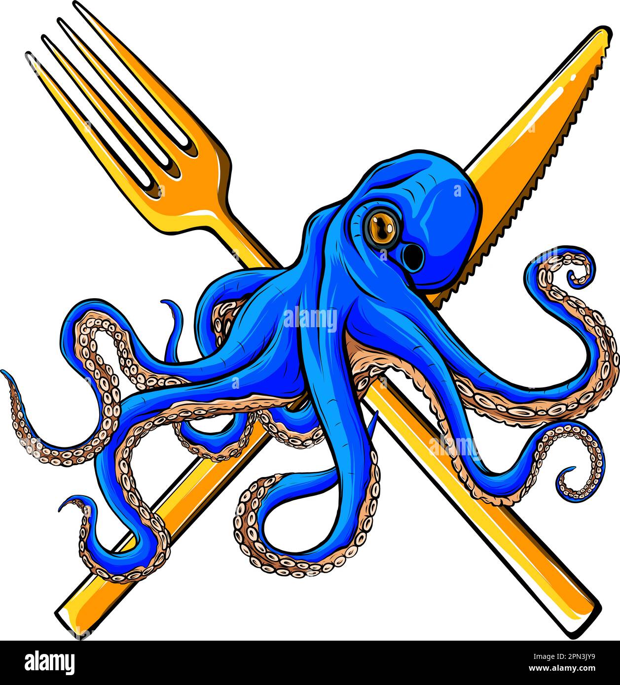 vector The Octopus onwhite background. digital draw Stock Vector Image ...