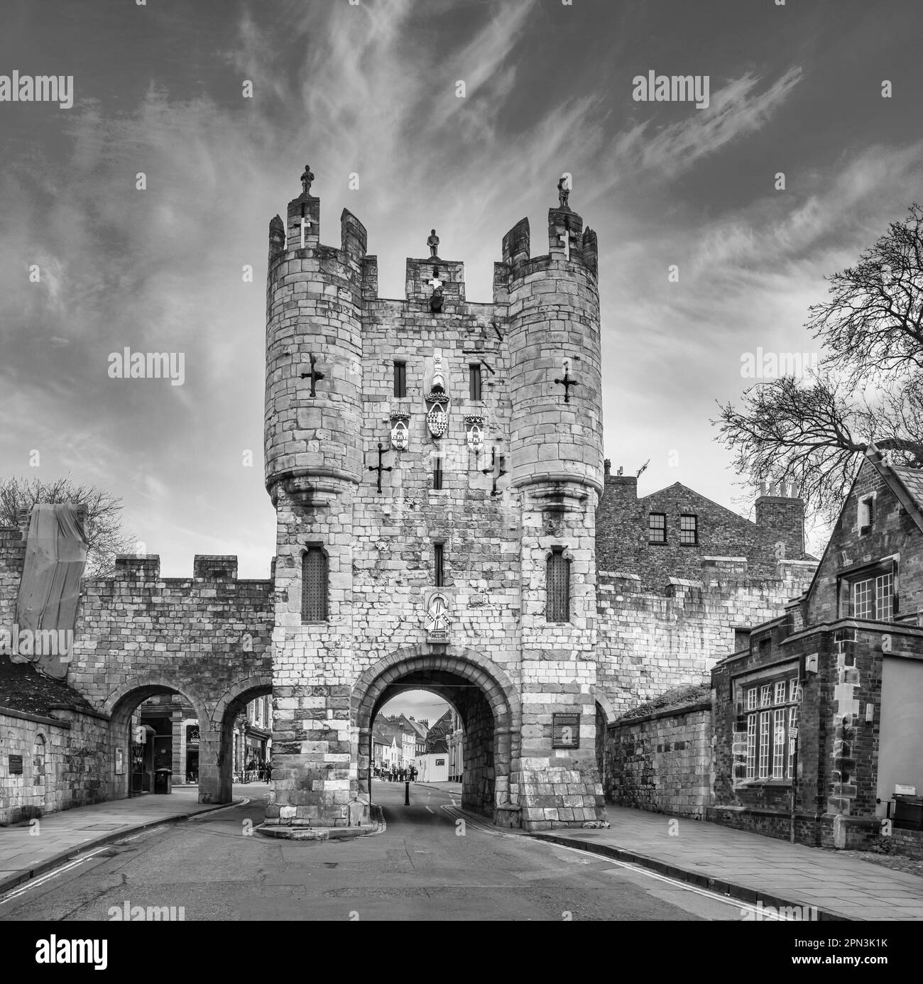 The 12th century medieval Micklegate bar tower at the south entrance on ...
