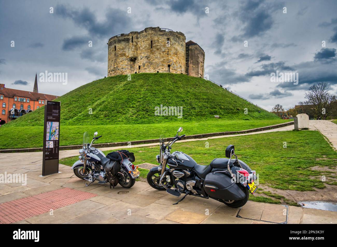 Harley Davidson motorcycles grace the historic thousand year old ...