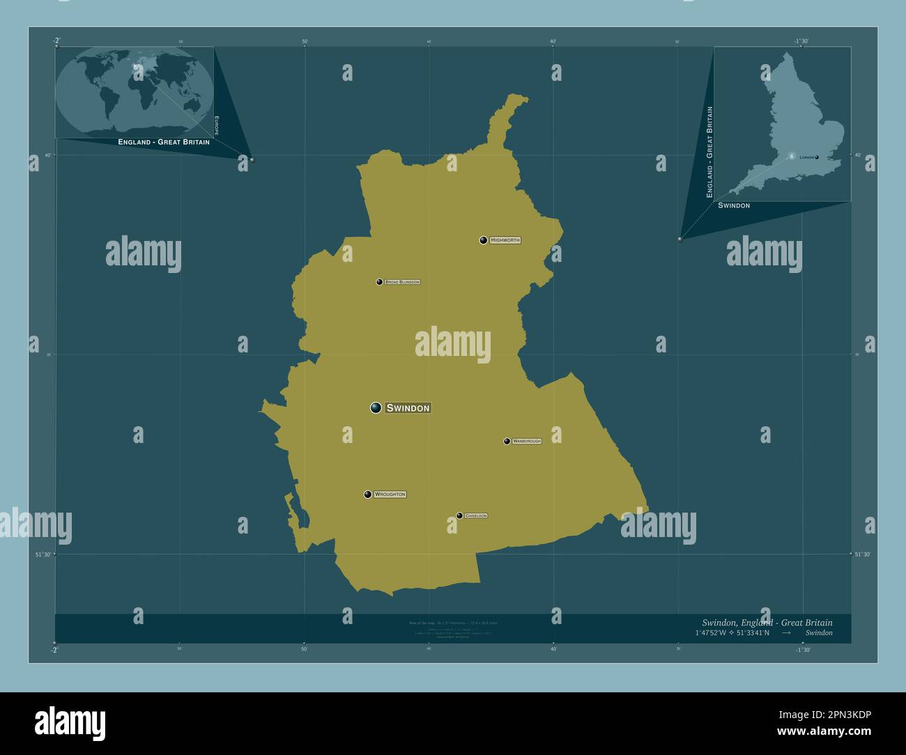 Swindon, unitary authority of England - Great Britain. Solid color ...
