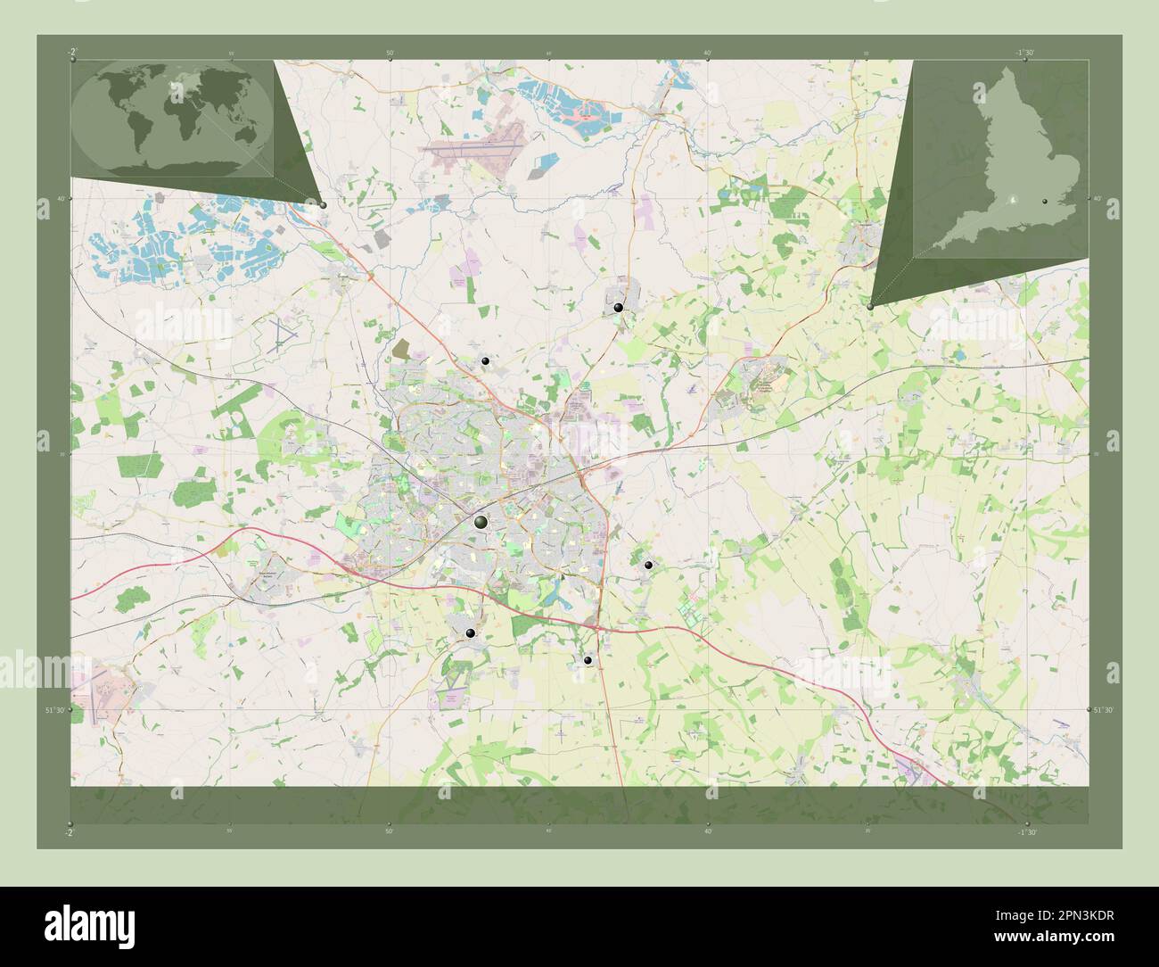 Swindon, unitary authority of England - Great Britain. Open Street Map ...