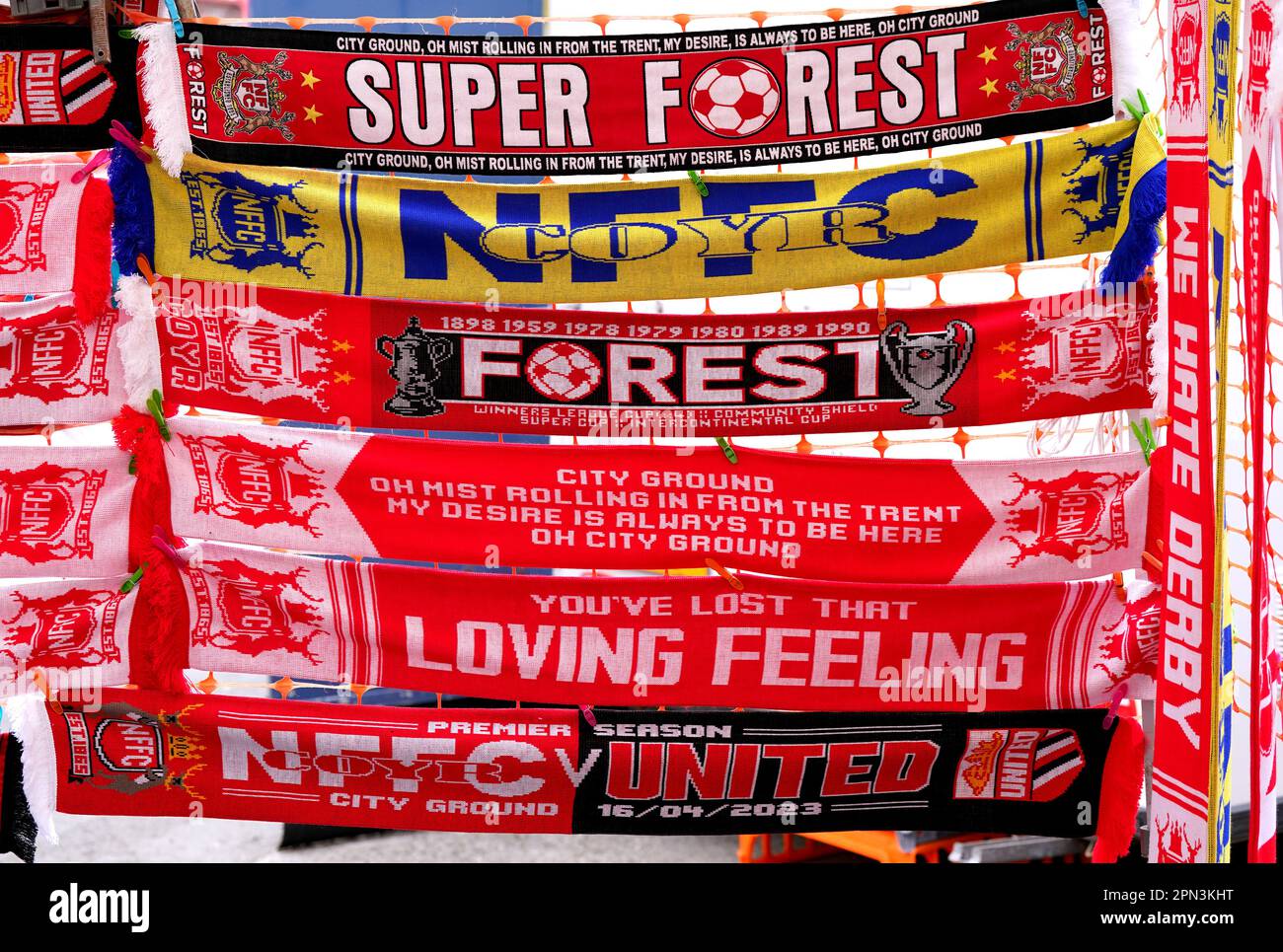 Nottingham Forest scarves on display ahead of the Premier League match ...