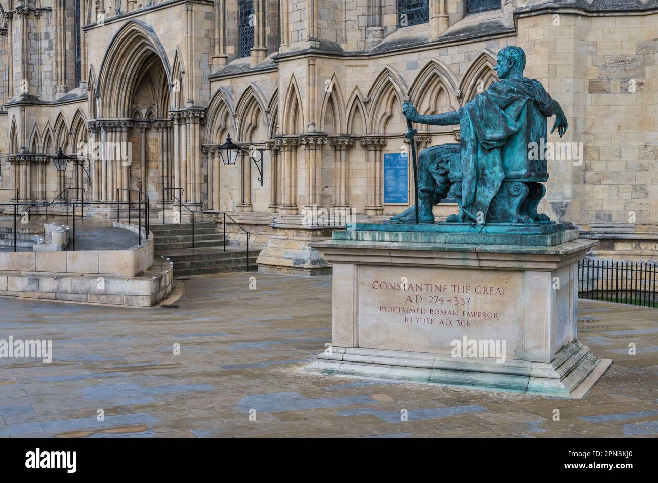 Statue of Constantine at York Minster who was proclaimed Roman Emperor ...