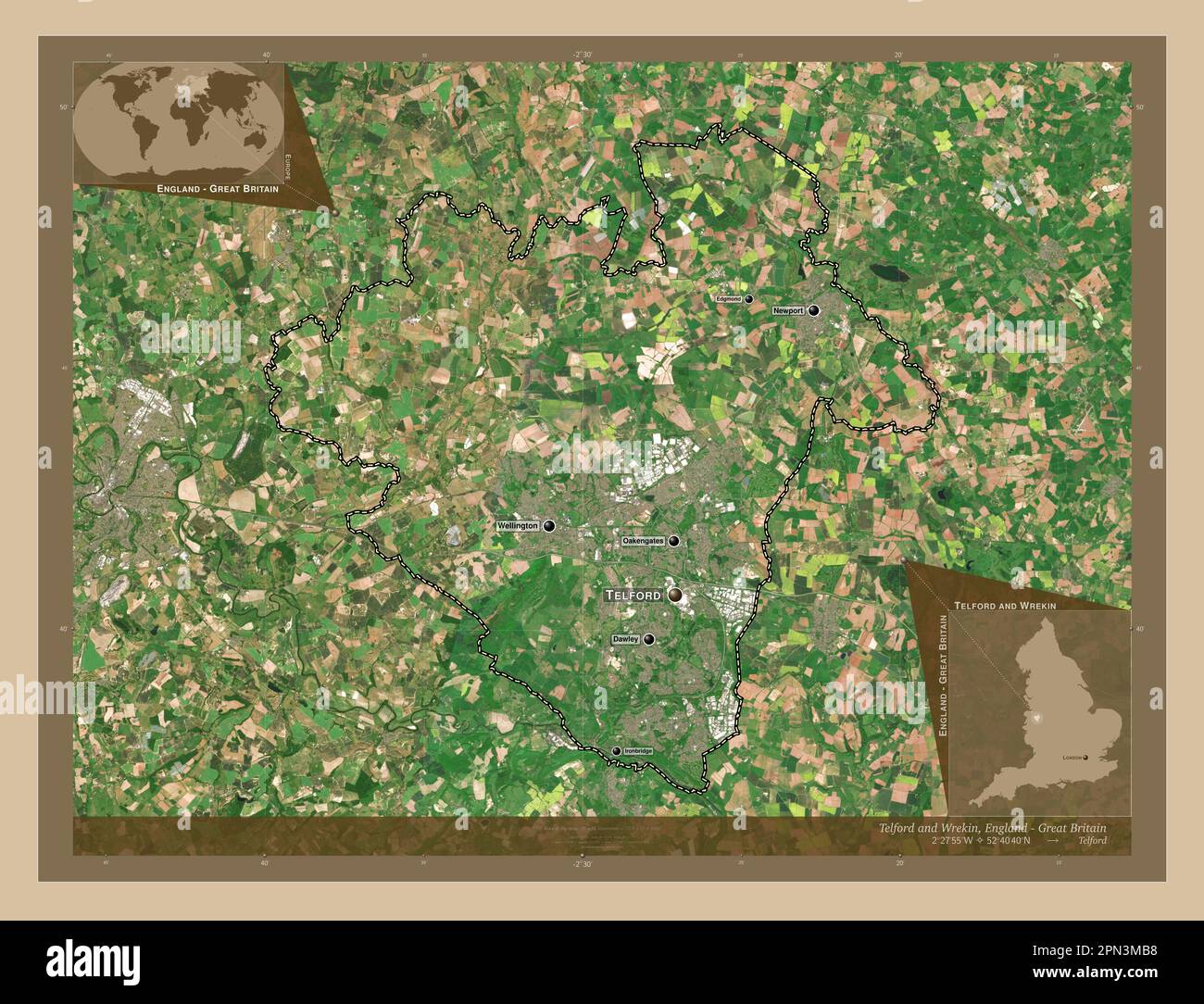 Telford and Wrekin, unitary authority of England - Great Britain. Low ...