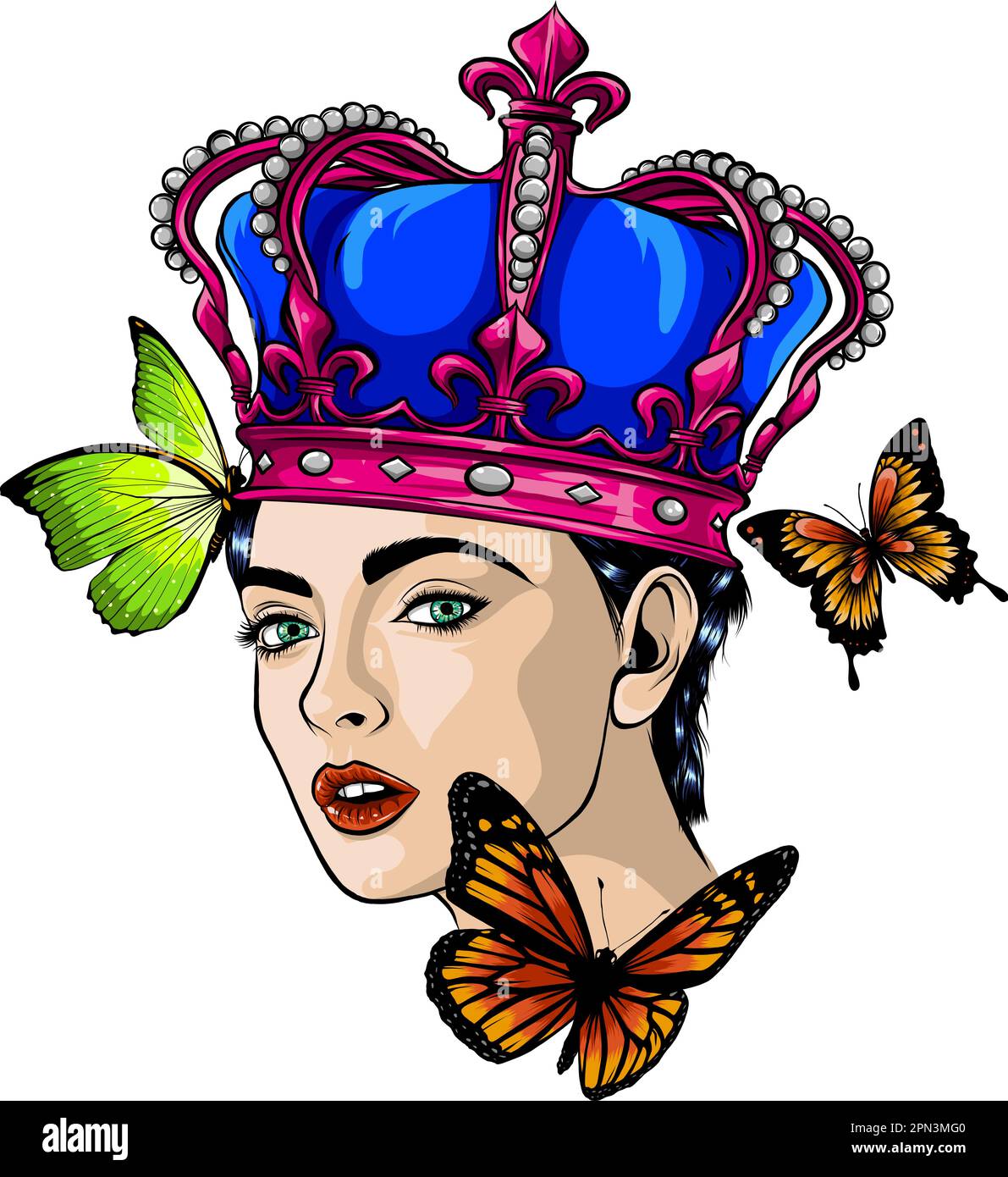 queen and roses. Symbol of a retro, queen, princess, lady Stock Vector ...