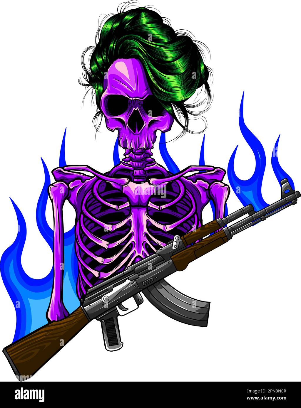 Cartoon Skeleton vector illustration on white background. digital draw ...