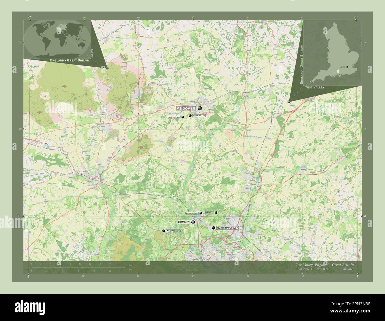 Test Valley, non metropolitan district of England - Great Britain. Open ...