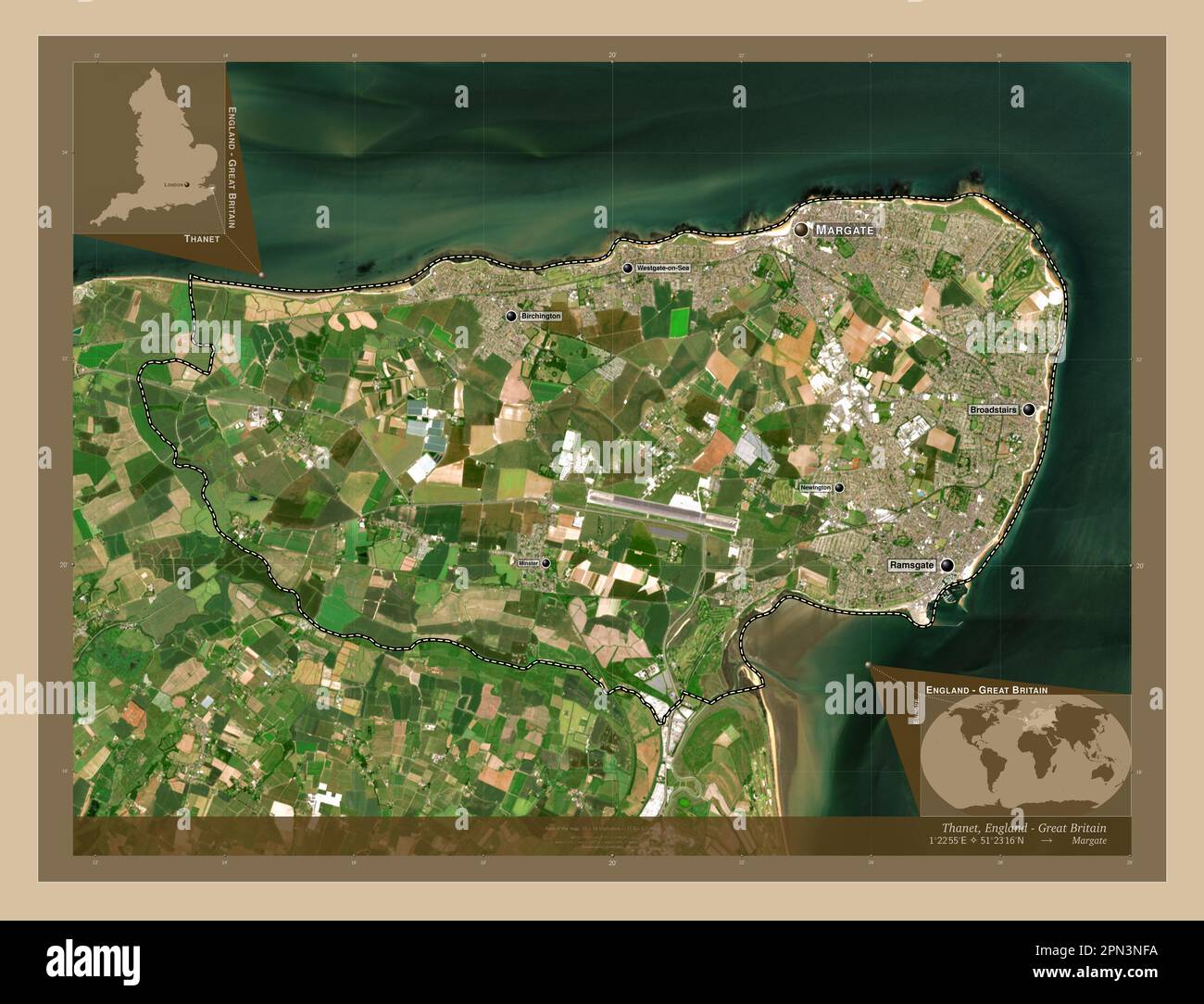 Thanet, non metropolitan district of England - Great Britain. Low ...