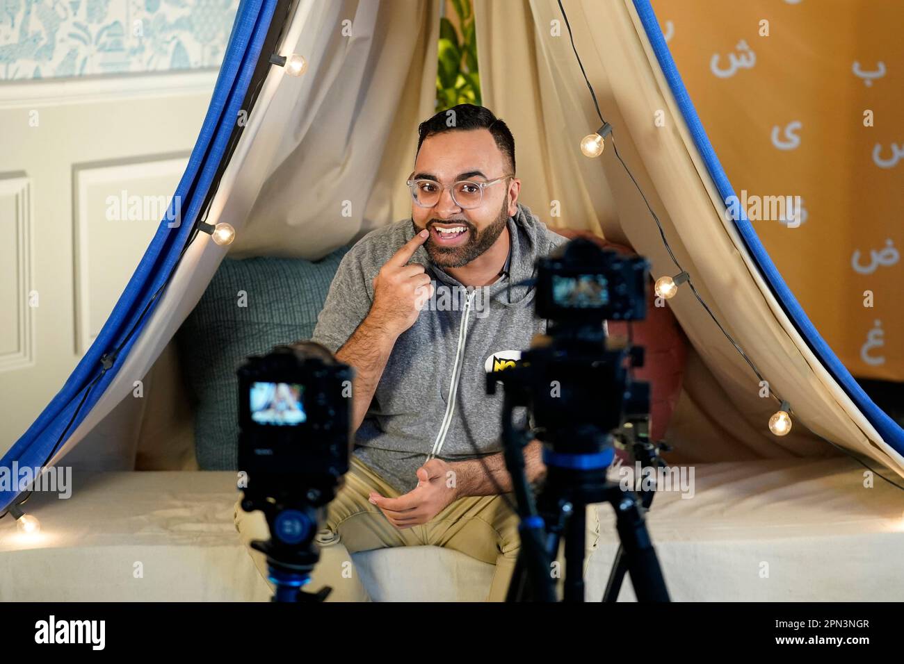 Amin Aaser performs on his nightly "Ramadan Camp" livestream, Thursday ...