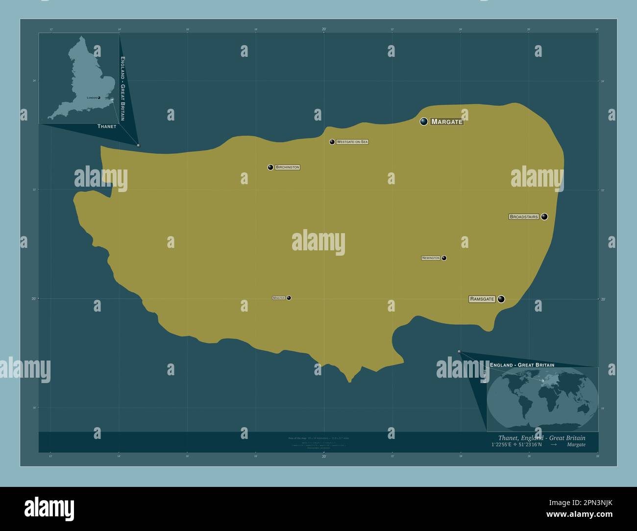 Thanet, non metropolitan district of England - Great Britain. Solid ...