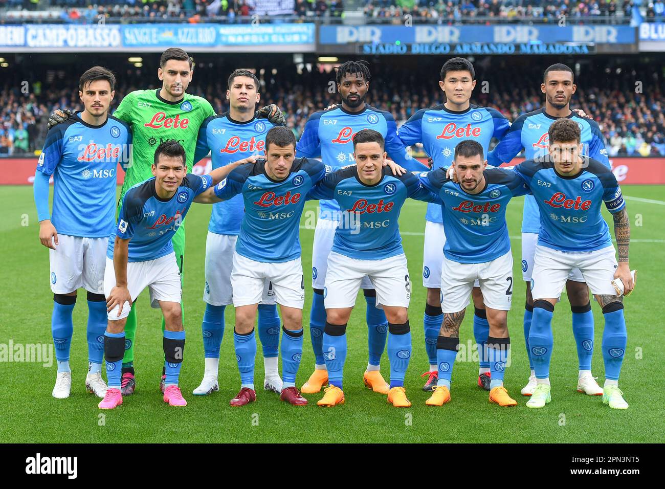 Naples, Italy. 15 Apr, 2023. SSC Napoli players line up for a team ...