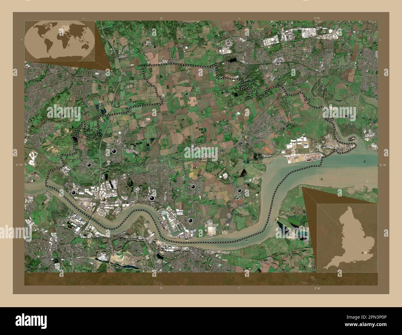 Thurrock, unitary authority of England - Great Britain. Low resolution ...