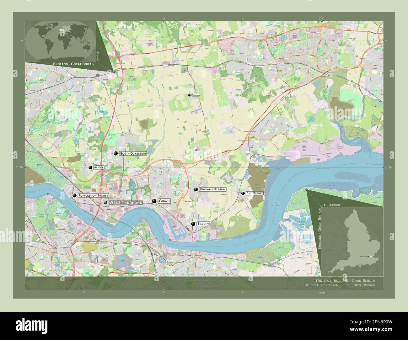 Thurrock, unitary authority of England - Great Britain. Open Street Map ...
