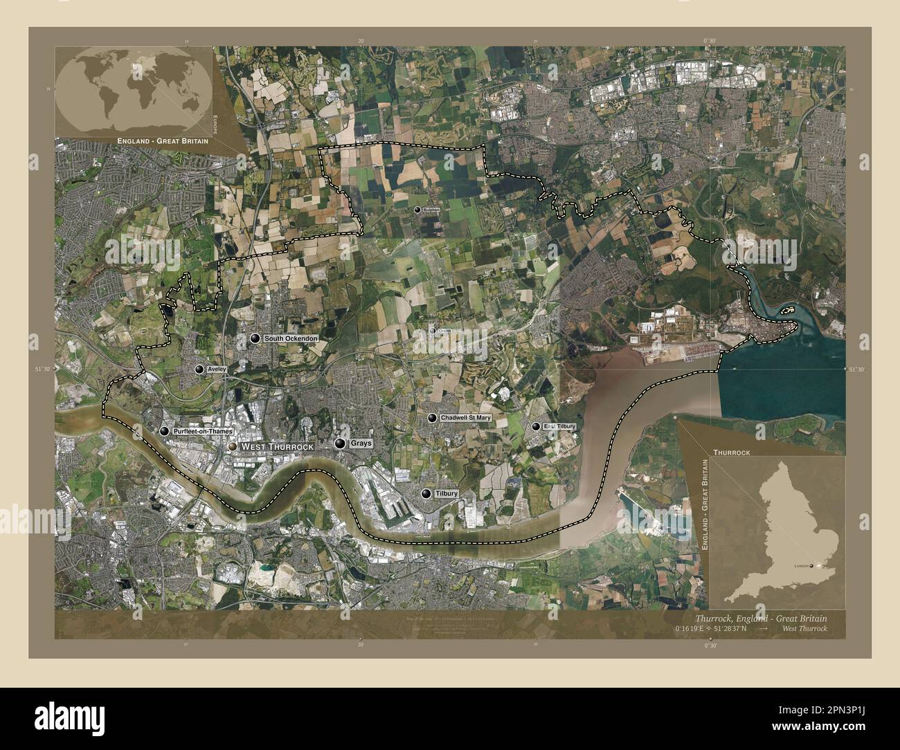 Thurrock, unitary authority of England - Great Britain. High resolution ...