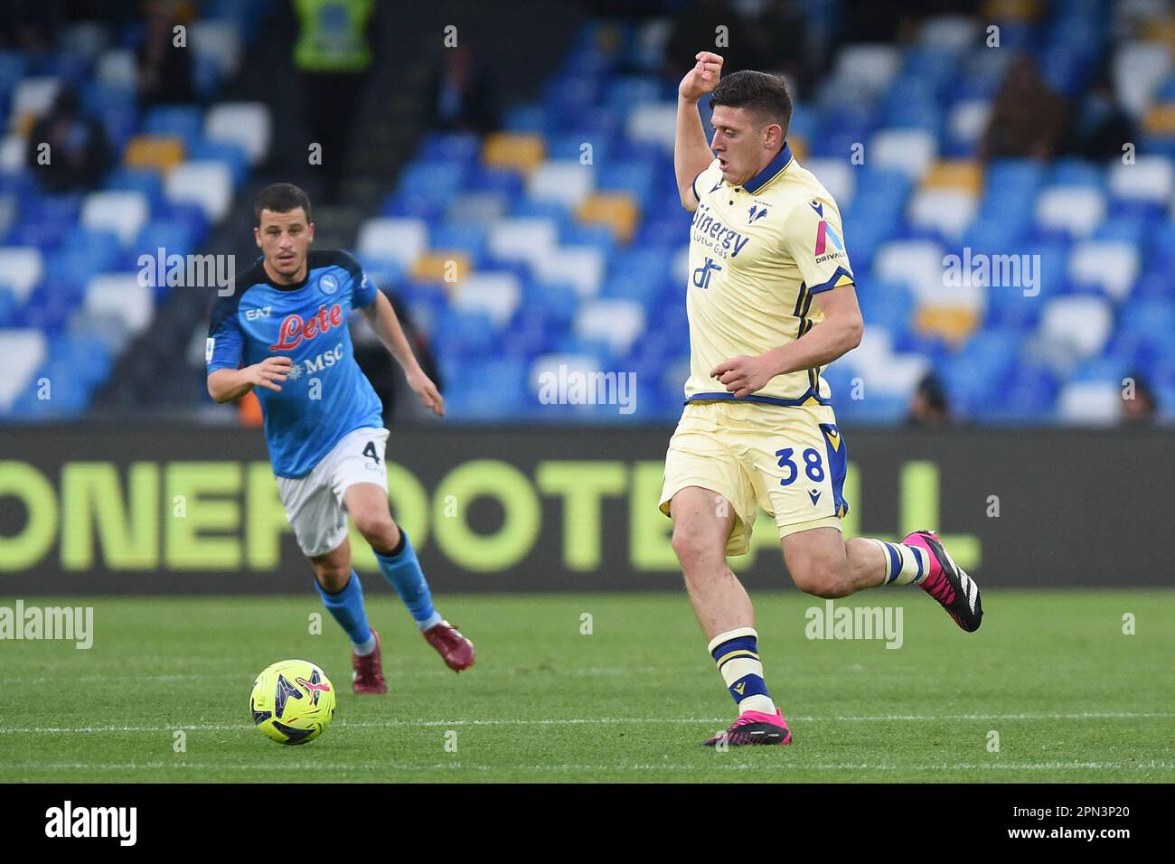 Naples, Italy. 15 Apr, 2023. Adolfo Gaich of Hellas Verona during the ...