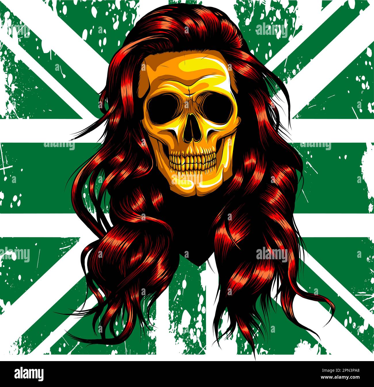 vector illustration of UK flag with skull. digital draw Stock Vector ...