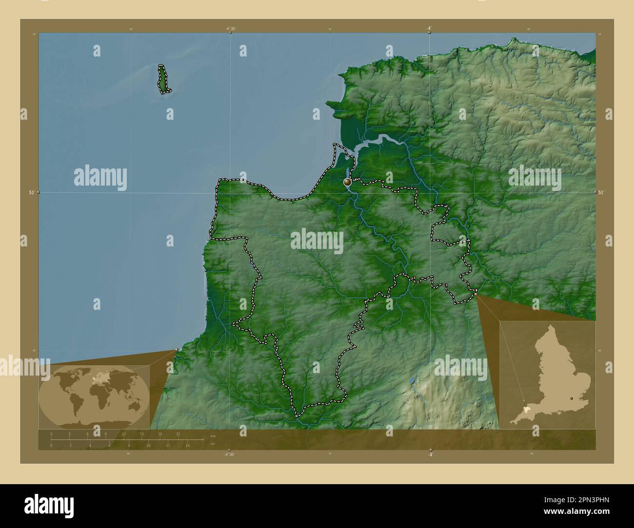 Torridge, non metropolitan district of England - Great Britain. Colored ...