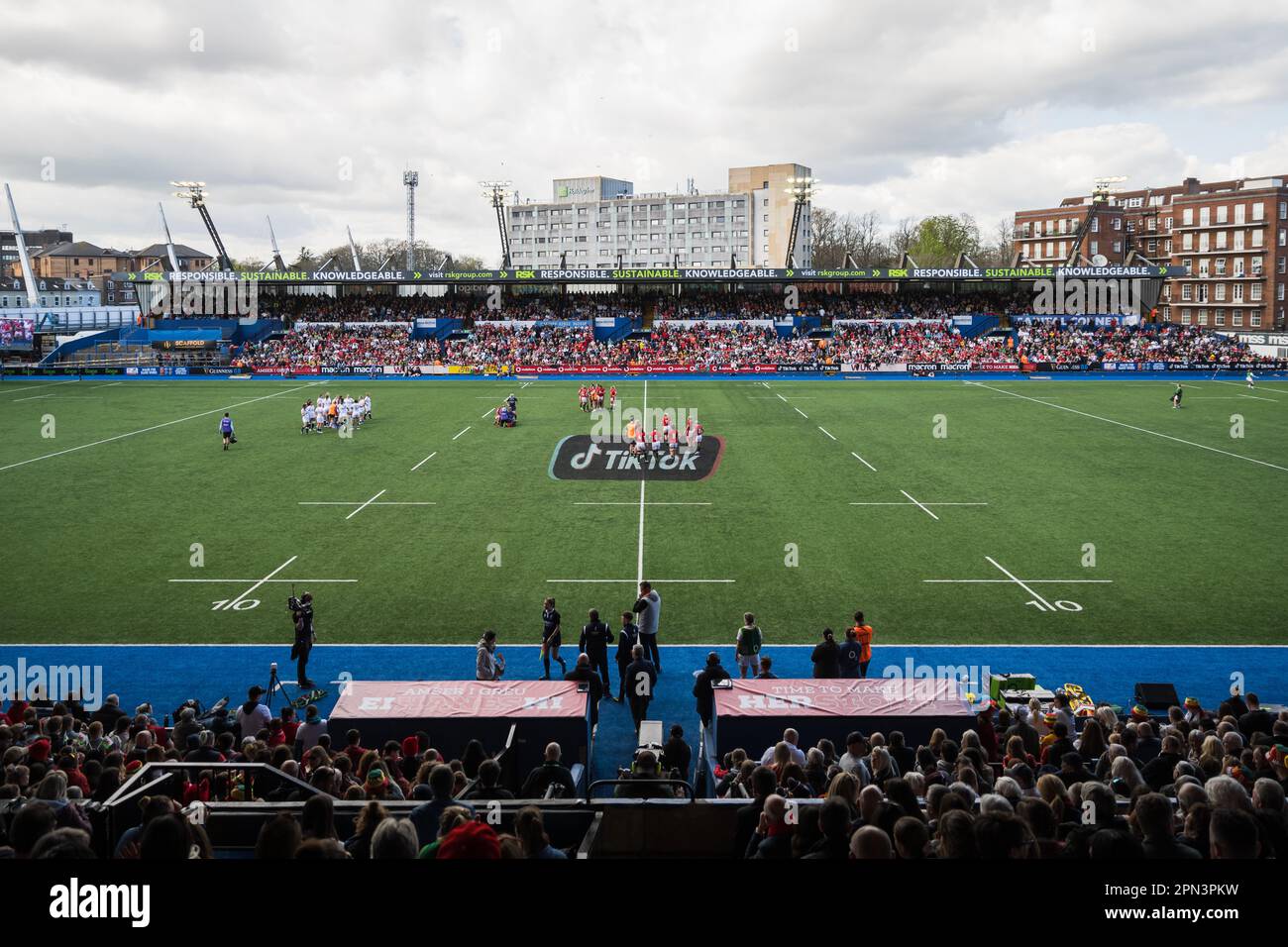 Cardiff, Wales. 15th April 2023. Pitch and crowds during the TikTok ...