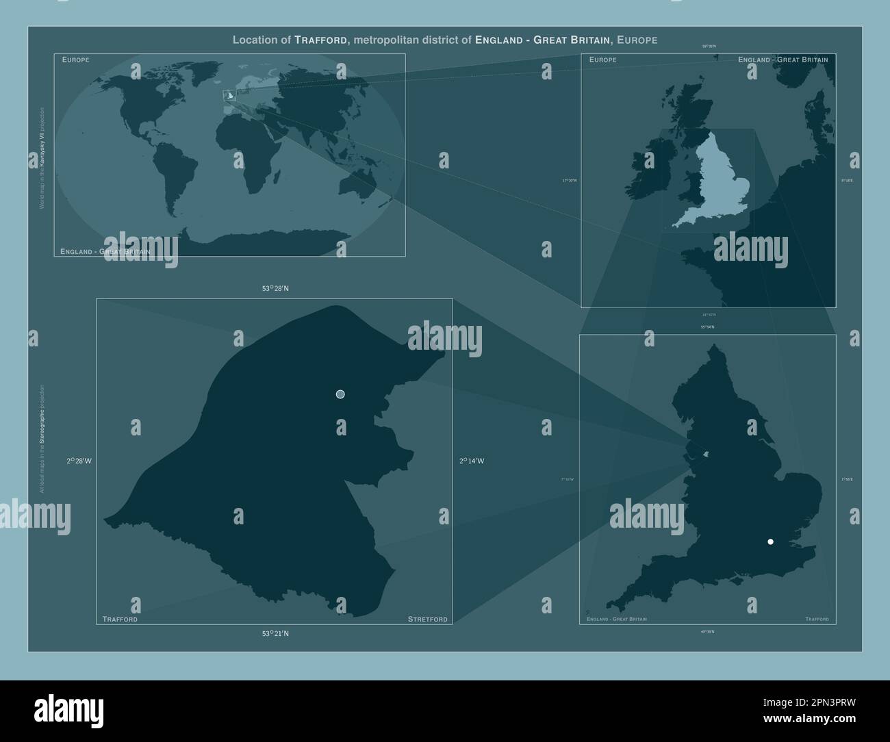 Trafford, metropolitan district of England - Great Britain. Diagram ...