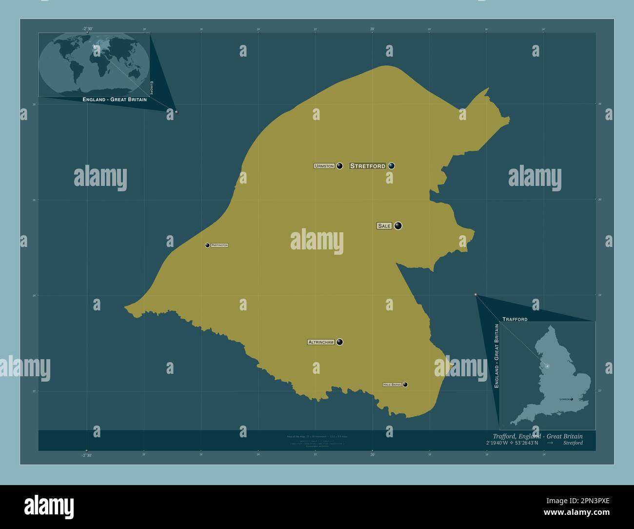 Trafford, metropolitan district of England - Great Britain. Solid color ...