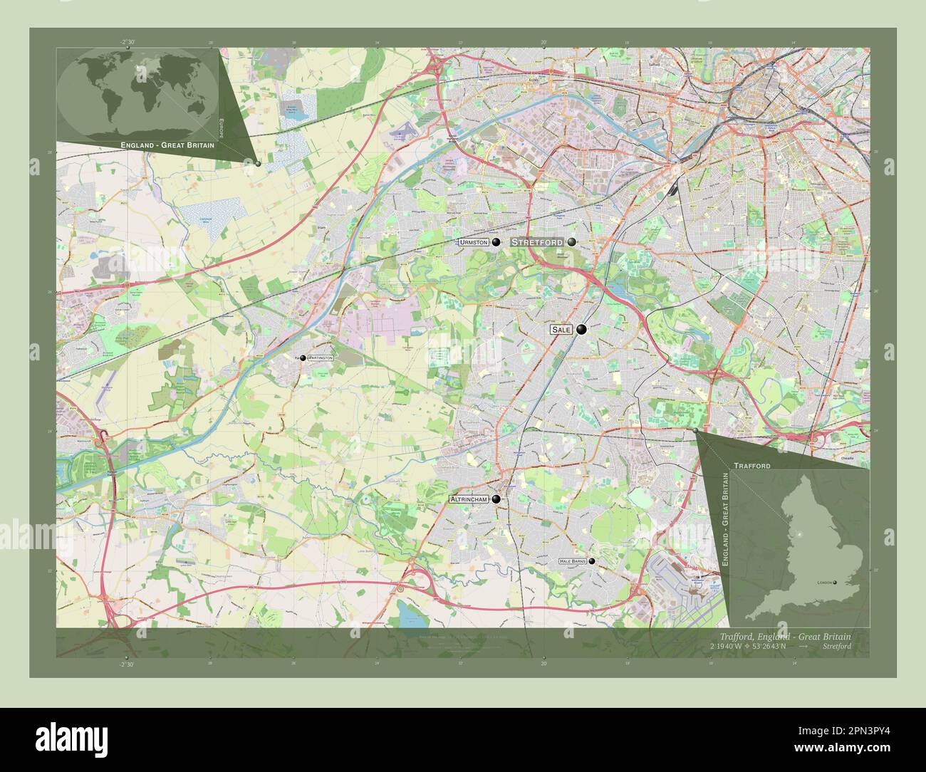 Trafford, metropolitan district of England - Great Britain. Open Street ...