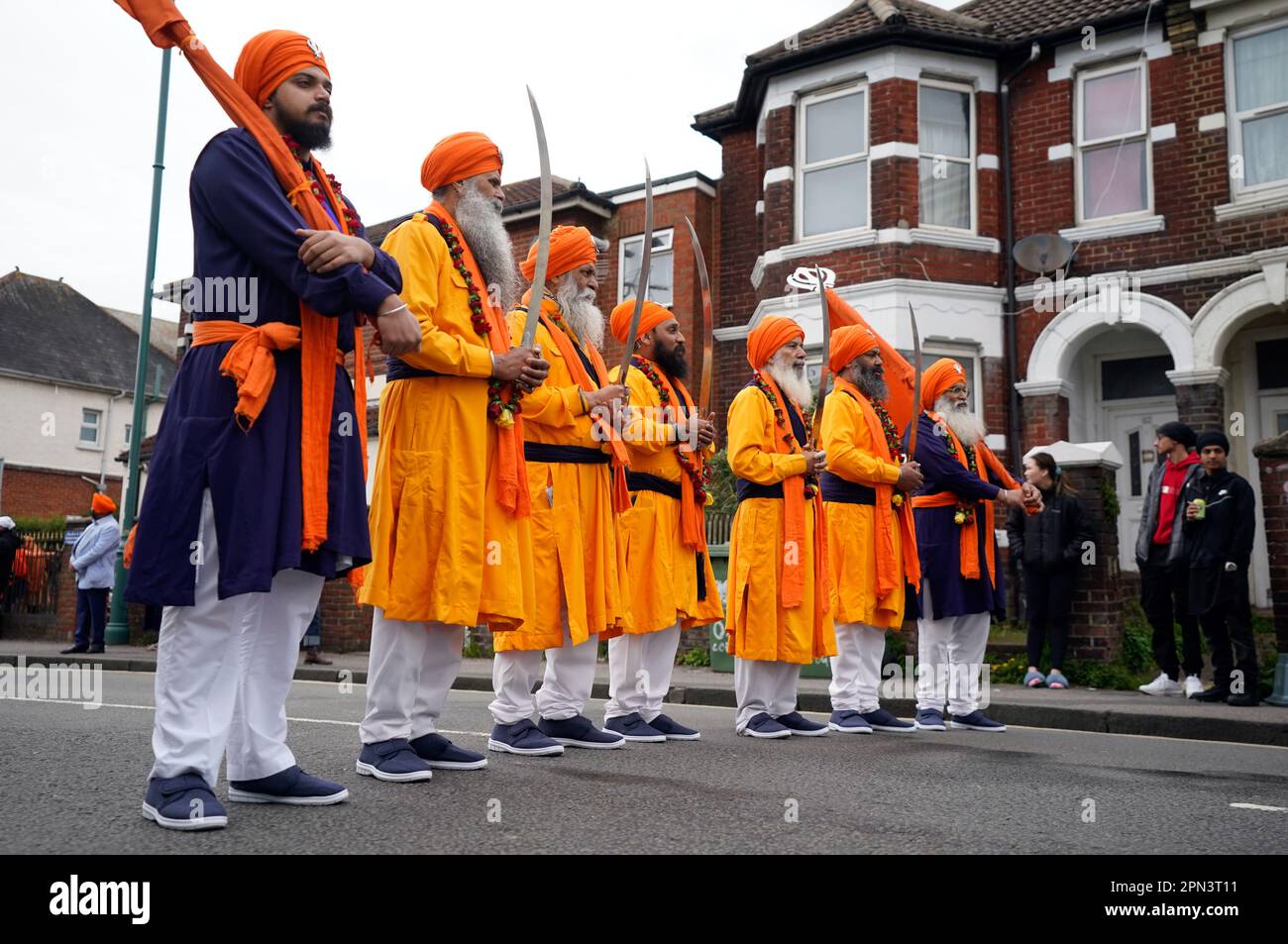 The Panj Pyare (Five Beloved Ones) take part in the Nagar Kirtan ...