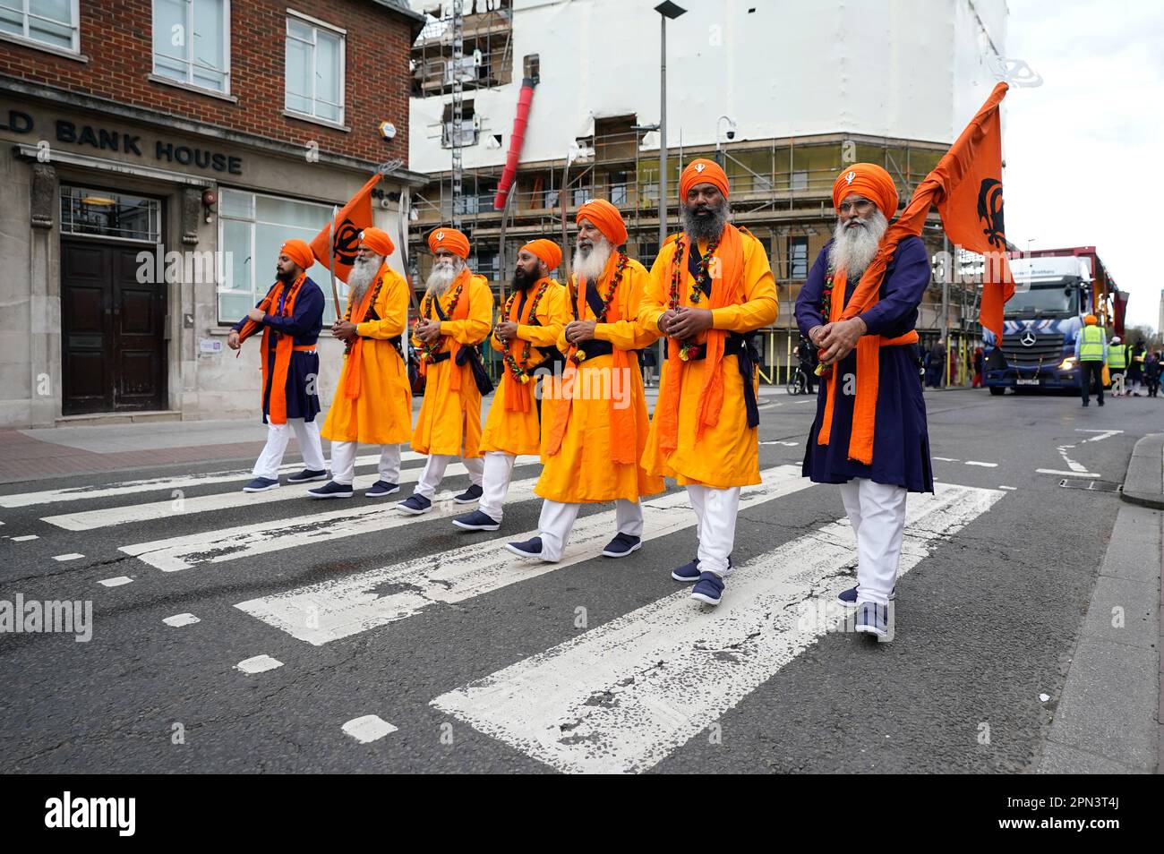 The Panj Pyare (Five Beloved Ones) take part in the Nagar Kirtan ...
