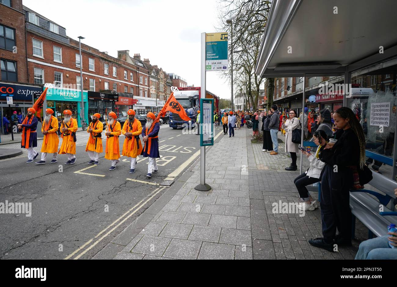 The Panj Pyare (Five Beloved Ones) take part in the Nagar Kirtan ...