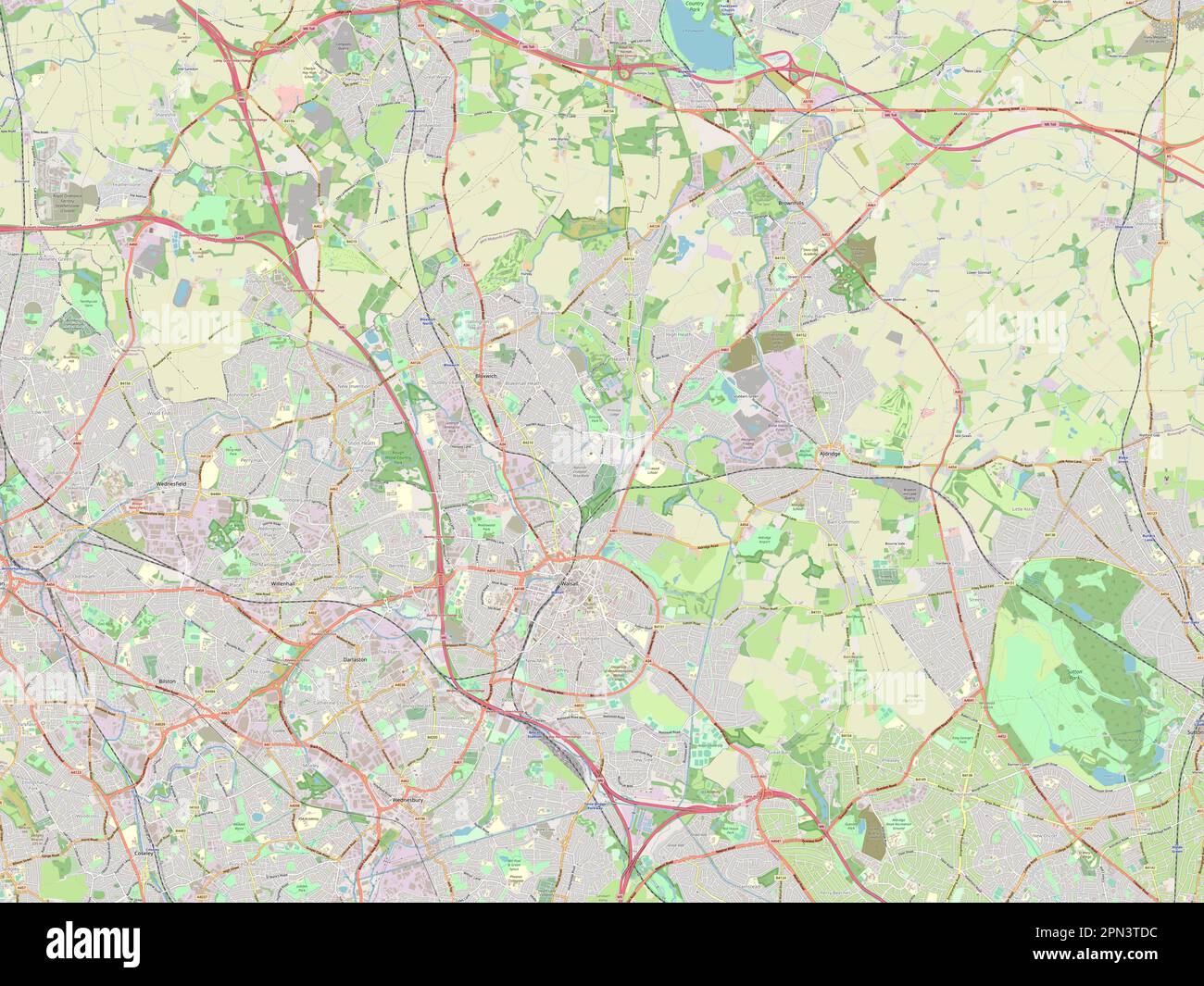 Walsall, unitary authority of England - Great Britain. Open Street Map ...