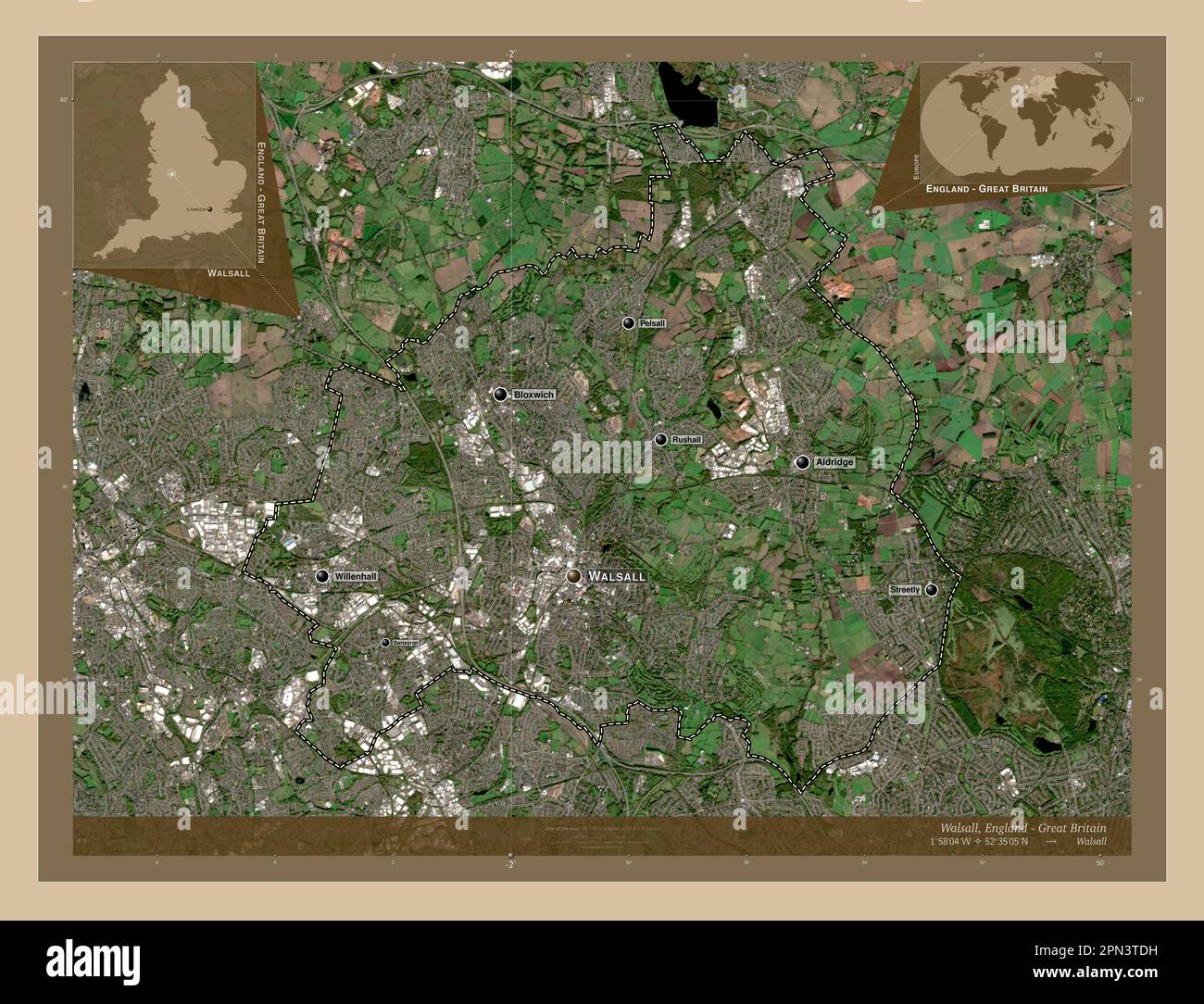 Walsall, unitary authority of England - Great Britain. Low resolution ...