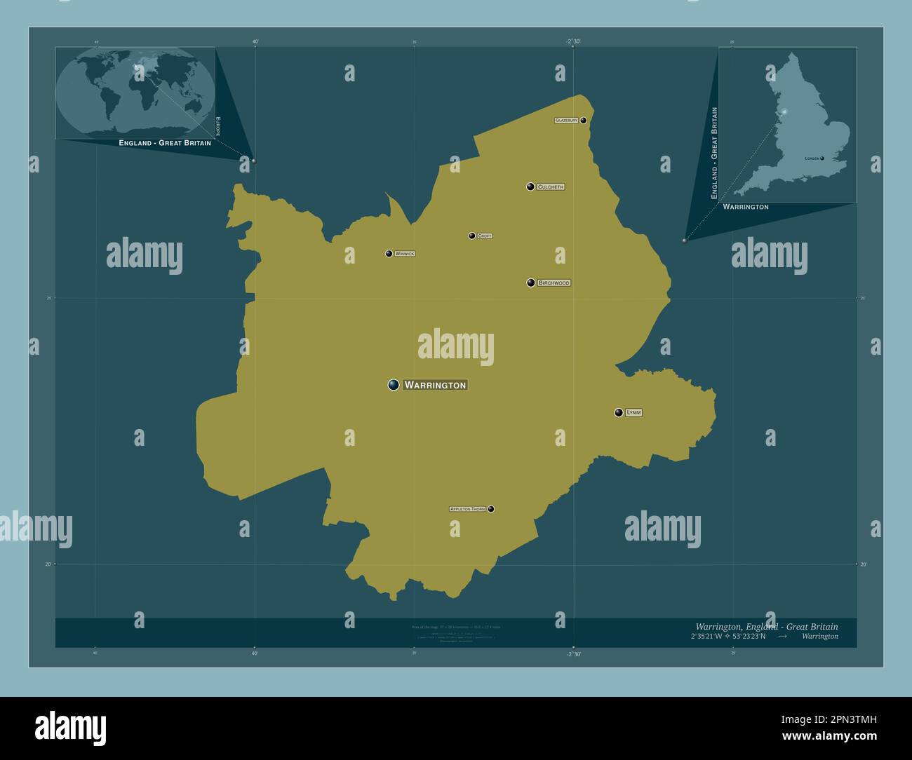 Warrington, unitary authority of England - Great Britain. Solid color ...