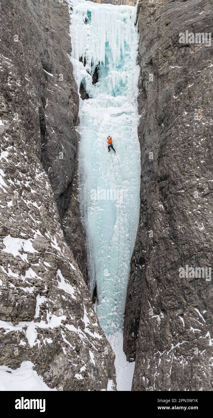 Brandon Prince climbing a route called Wicked Wanda in Canada Stock ...