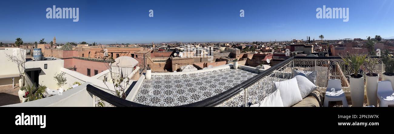 Morocco, Africa: skyline of Marrakech, one of the four Imperial cities ...