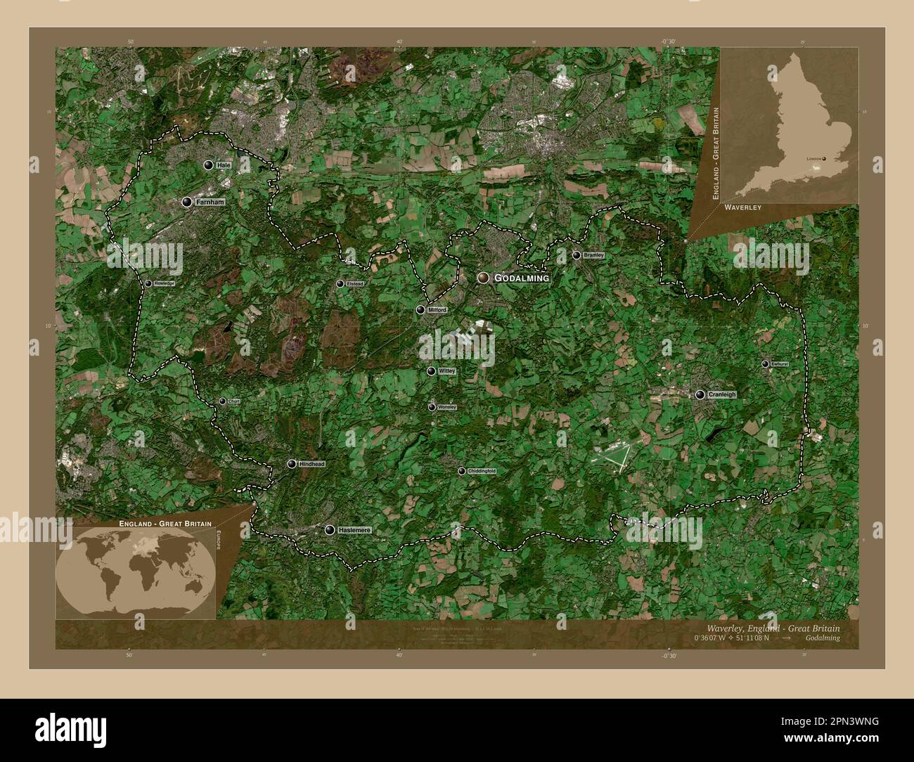 Waverley, non metropolitan district of England - Great Britain. Low ...