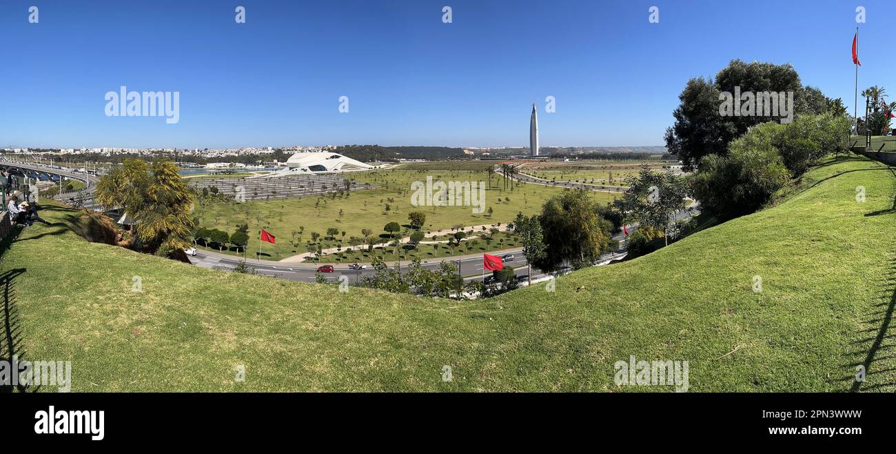 Rabat, Morocco: skyline of New City with view of the Grand Theatre of ...
