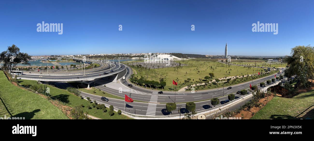 Rabat, Morocco: skyline of New City with view of the Grand Theatre of ...