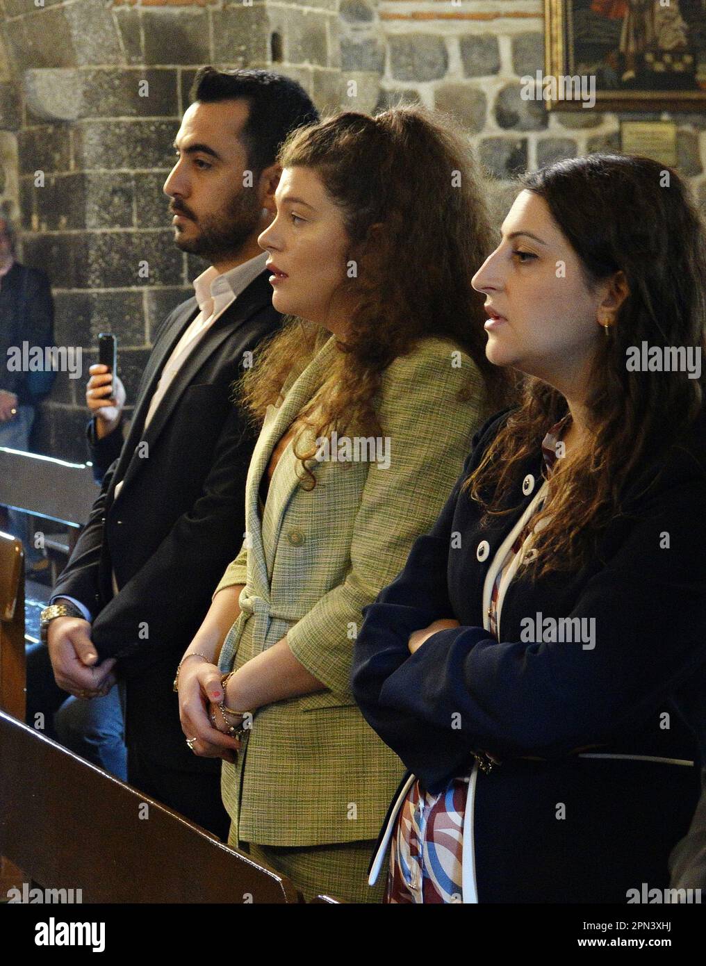 Assyrians attend the Easter Feast mass at the Syriac Virgin Mary Church ...