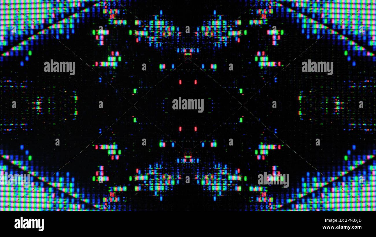 Glitch pattern glowing pixel color light dots dark Stock Photo - Alamy