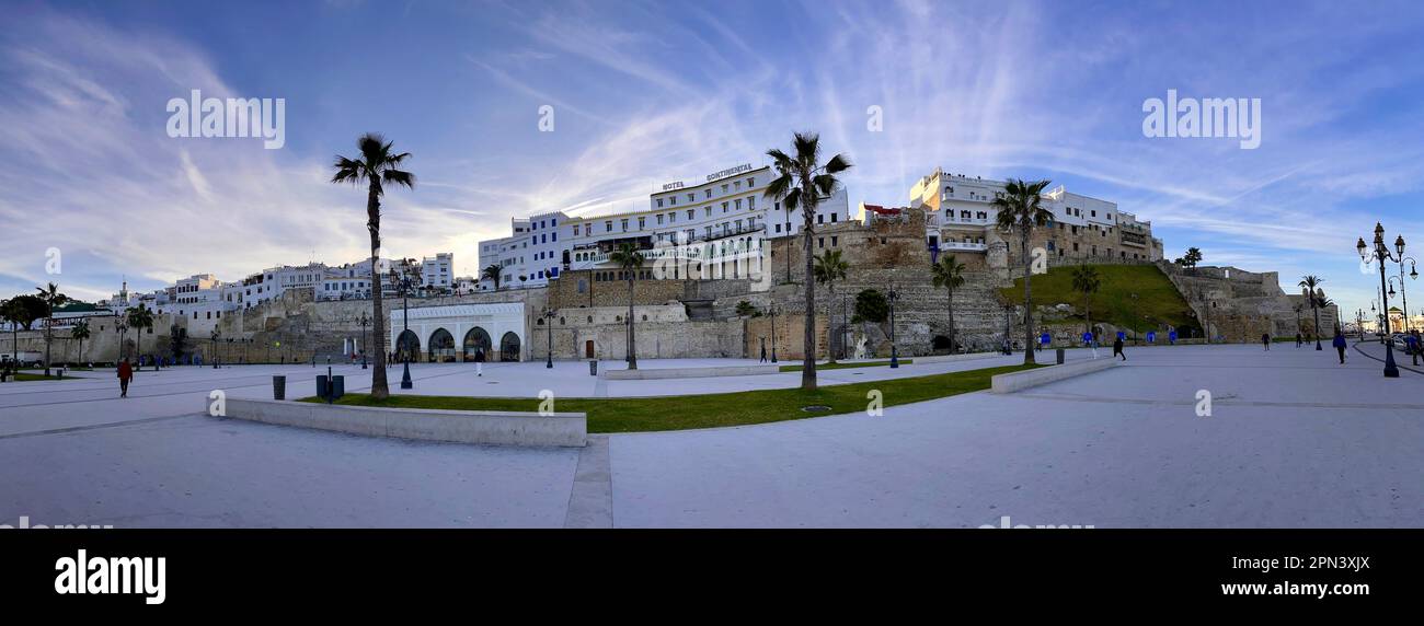 Morocco: ancient walls and skyline of Tangier old town, the door of ...