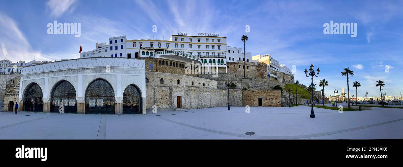 Morocco: ancient walls and skyline of Tangier old town, the door of ...