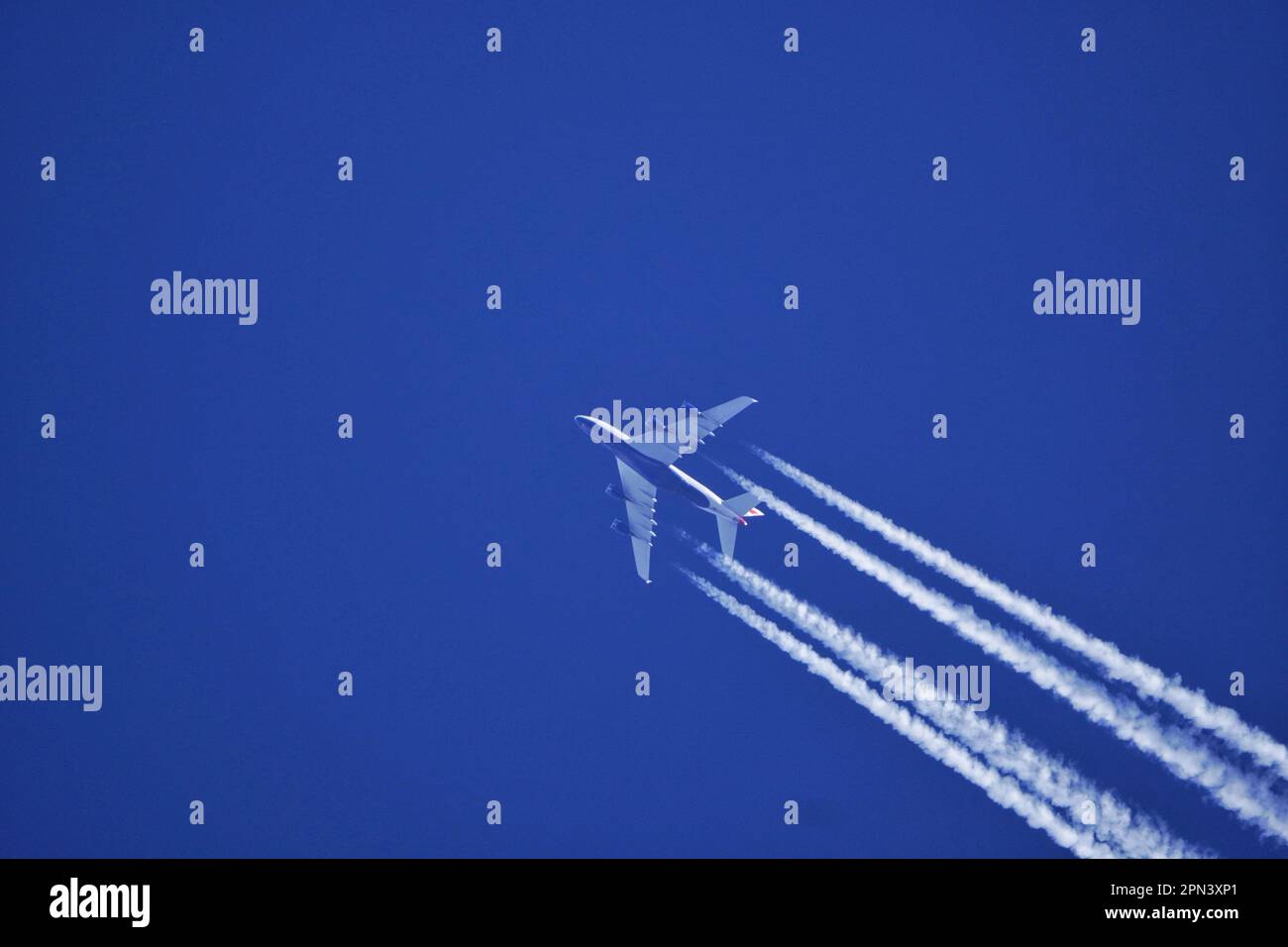 Airbus A380 commercial passenger jet flying at cruising altitude Stock ...