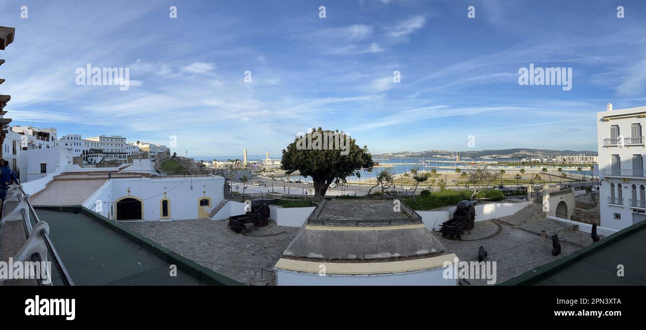 Morocco: ancient walls and skyline of Tangier old town, the door of ...