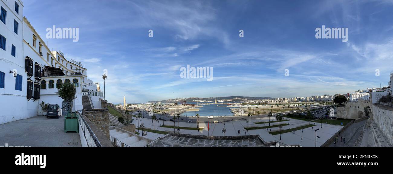 Morocco: ancient walls and skyline of Tangier old town, the door of ...
