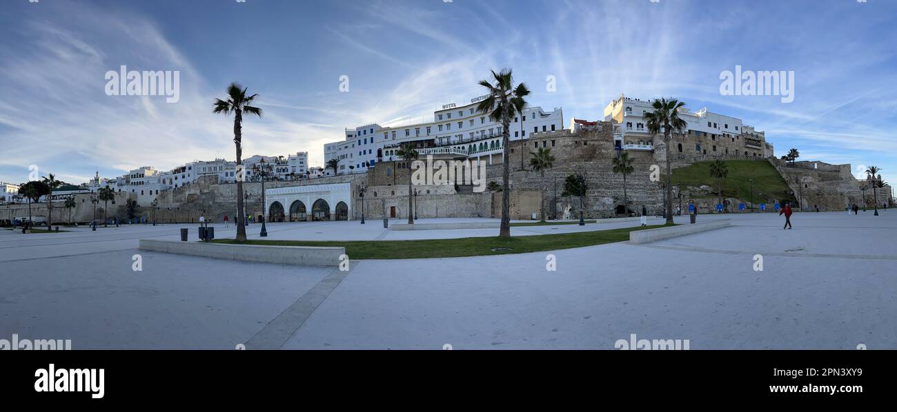 Morocco: ancient walls and skyline of Tangier old town, the door of ...