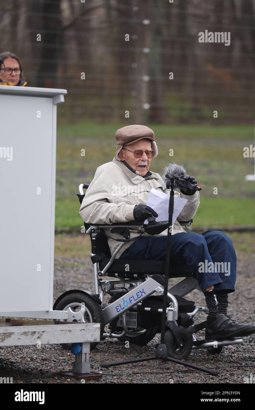 Weimar, Germany. 16th Apr, 2023. Raymond Renaud, survivor of Buchenwald ...