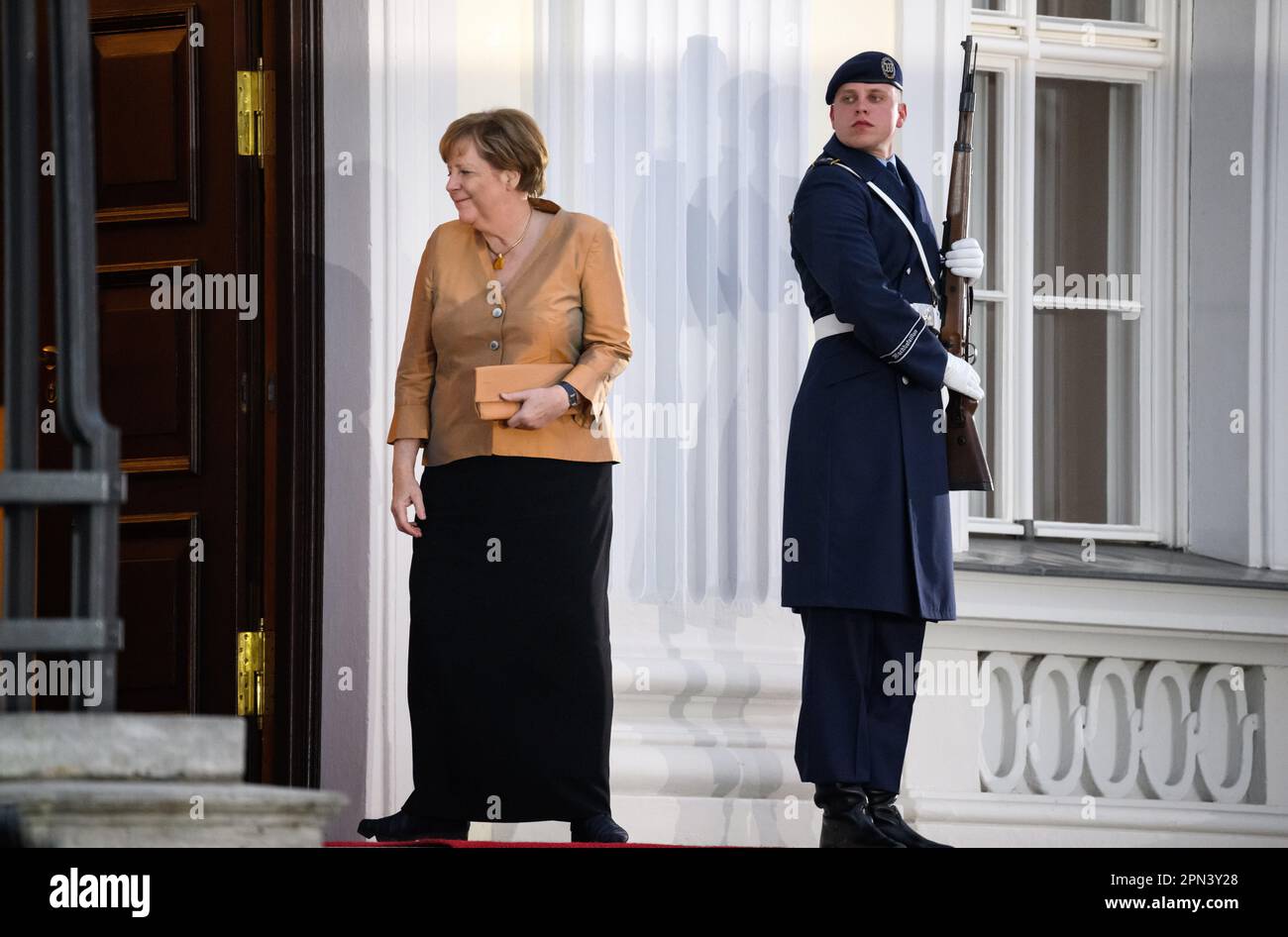 29 March 2023, Berlín;: Former German Chancellor Angela Merkel arriving ...