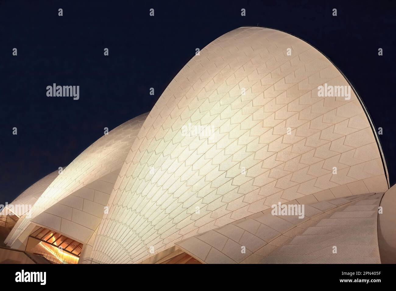 588 View at night from the SW of the Sydney Opera House shell roofs ...