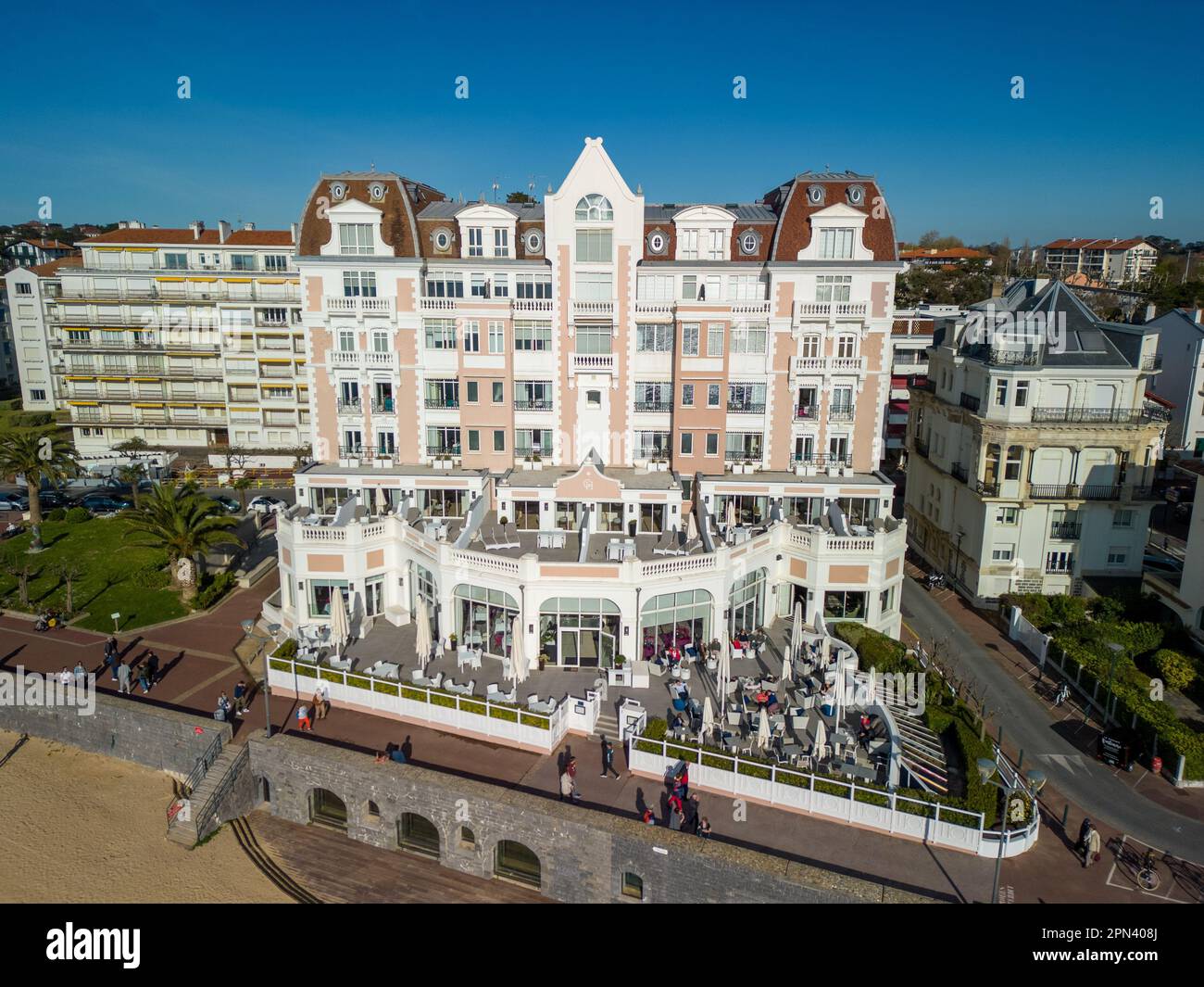 An aerial view of the iconic Grand Hotel Thalasso and Spa in Saint-Jean ...