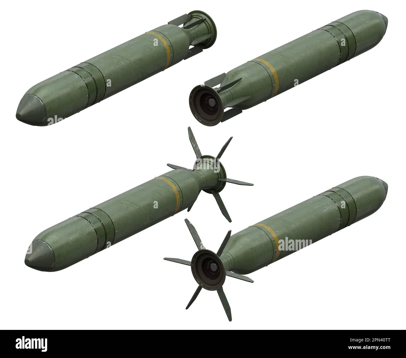 3d render illustration of a aircraft rockets set from world war era in ...