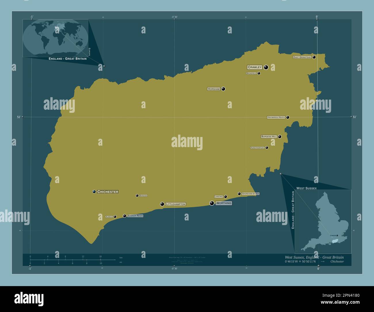 West Sussex, administrative county of England - Great Britain. Solid ...